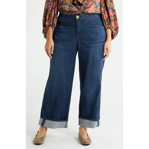 Wit & Wisdom Cuffed High-waist Wide Leg Jeans