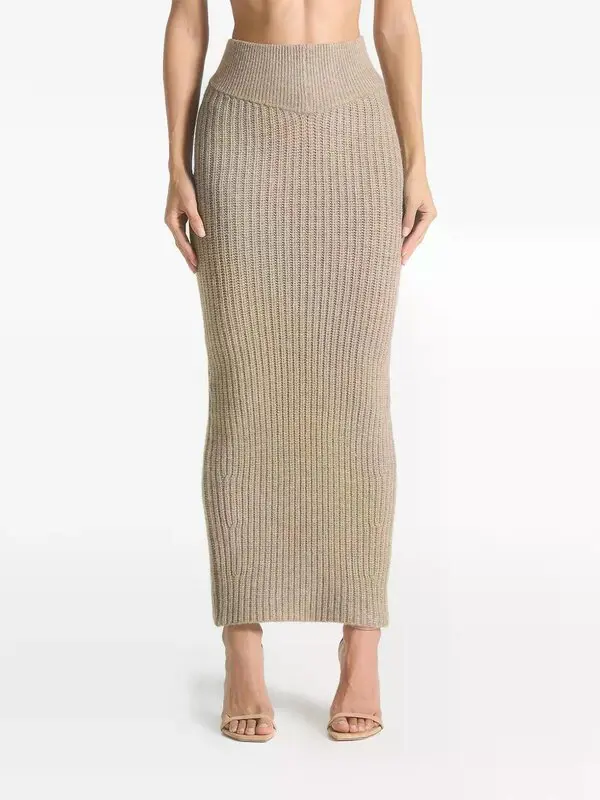 Manière De Voir Angled-waistband Maxi Skirt - Neutrals