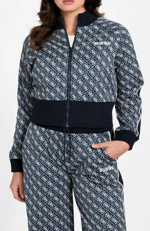 Guess Sarah 4g Logo Zip Front Sweatshirt - Medium Blue
