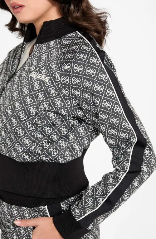Guess Sarah 4g Logo Zip Front Sweatshirt - Silver
