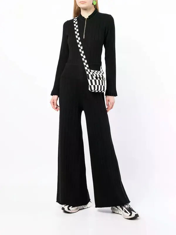 ONEFIFTEEN Ribbed Knit Flared Trousers