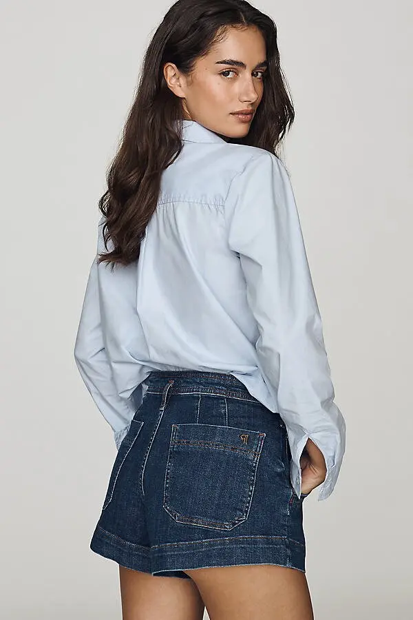 PILCRO Hannah High-rise Denim Shorts - Dark Denim