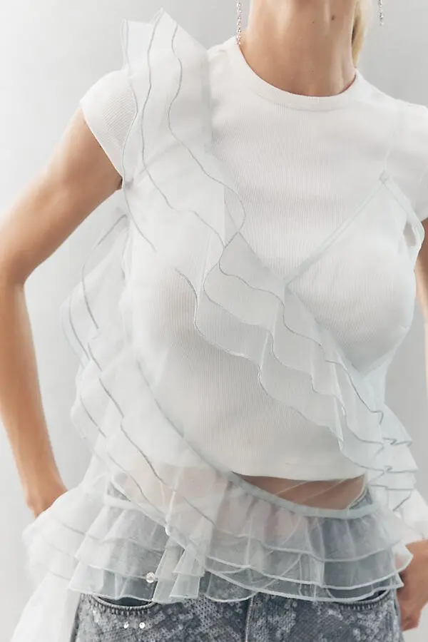 BL-NK Sleeveless Ruffle Top