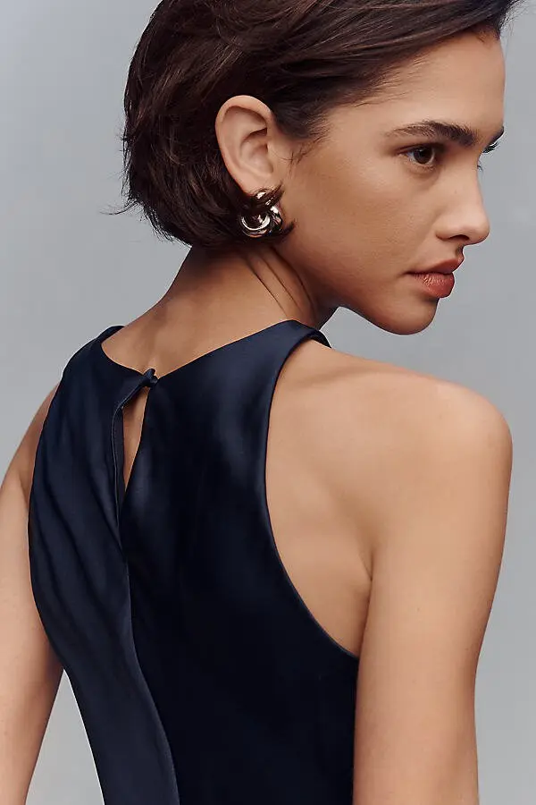 REFORMATION Saskia Silk Tank Top - Navy