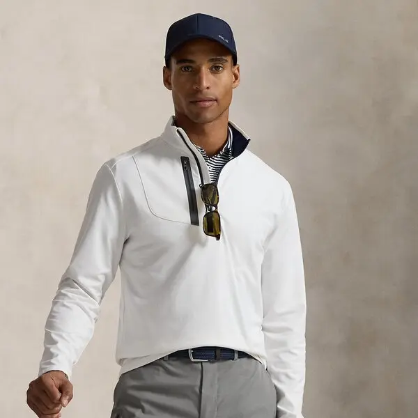 Ralph Lauren Stretch Jersey Quarter-zip Pullover - Ceramic White