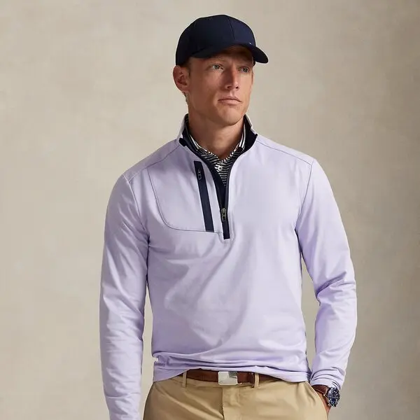 Ralph Lauren Stretch Jersey Quarter-zip Pullover - Flower Purple