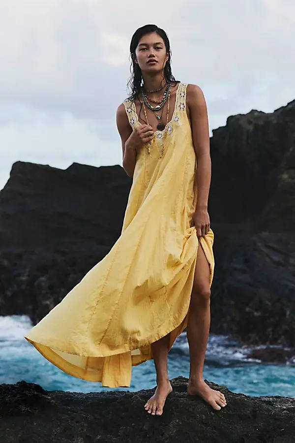 Free People To The Moon Maxi Dress - Golden Haze