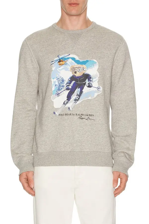 Polo Ralph Lauren Fleece Printed Active Bear Crewneck Sweatshirt - Loft Heather