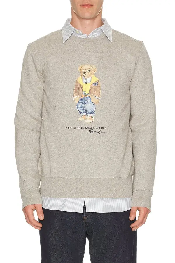Polo Ralph Lauren Fleece Novelty Bear Crewneck Sweatshirt - Loft Heather
