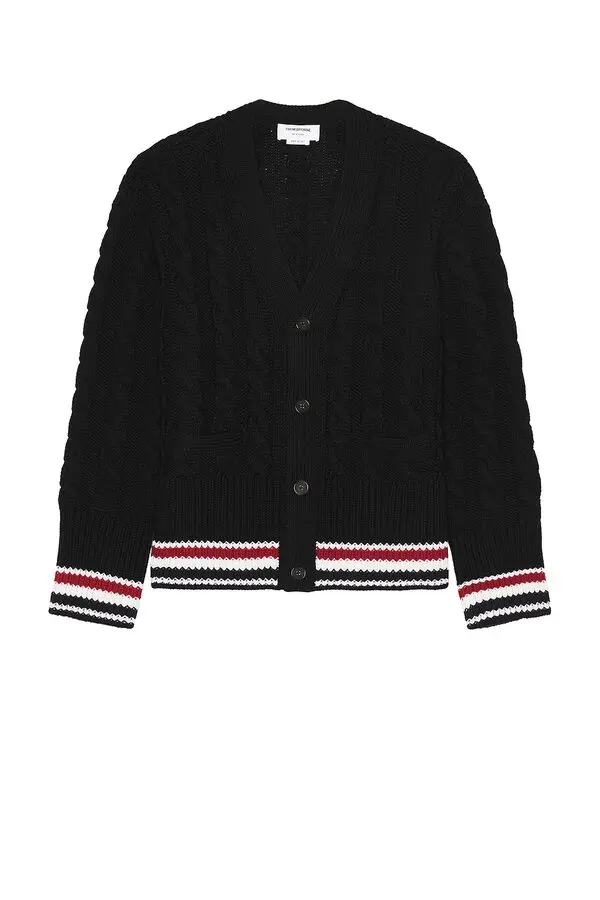 Thom Browne Baby Cable V Neck Cardigan - Black