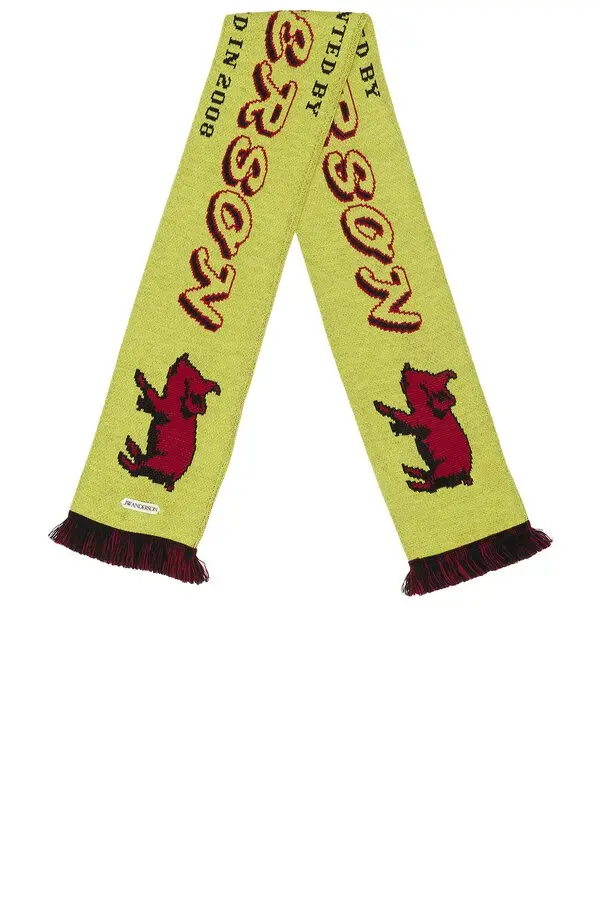 JW Anderson Piglet Football Scarf In Green - Marigold