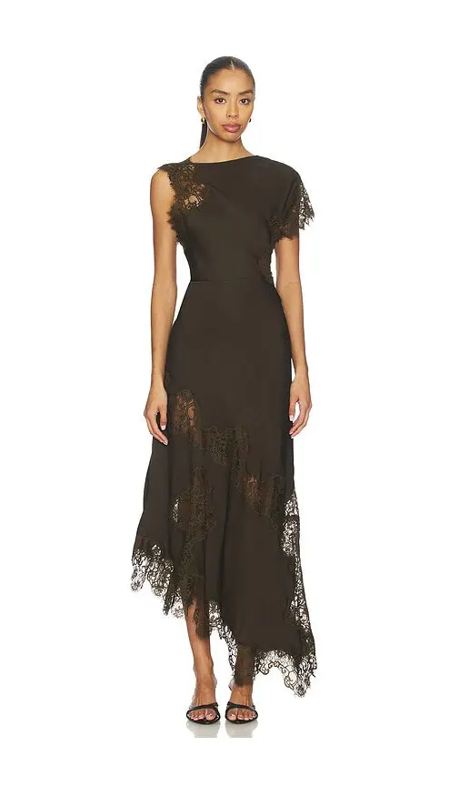 A.L.C. Alessia Lace-Trimmed Midi Dress - Military | Editorialist