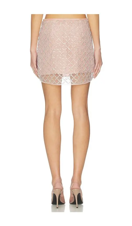 FLEUR DU MAL Embellished Mini Skirt In Metallic /nude - Silver