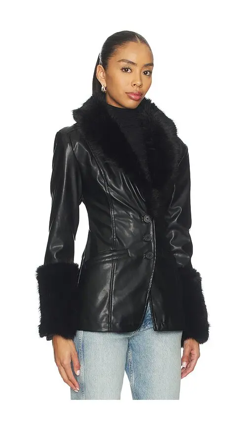 WeWoreWhat Faux Fur Collar Jacket