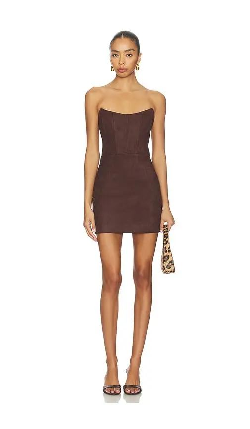 MADISON THE LABEL Skylar Mini Dress In Chocolate - Espresso
