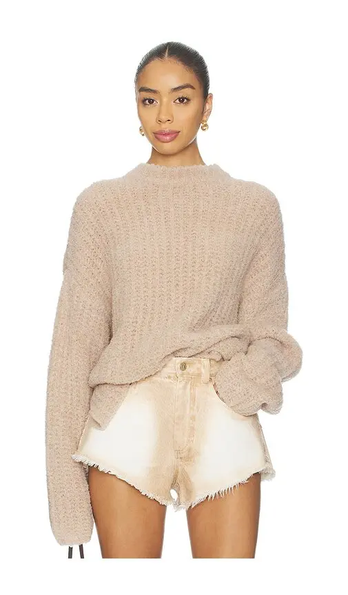 Lapointe Oversized Crew Neck Sweater - Champagne