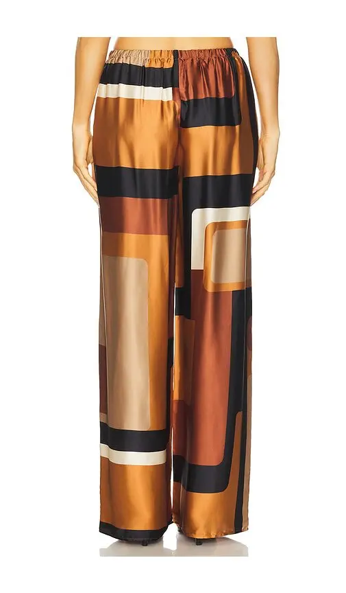 Faithfull The Brand Jensen Wide Leg Printed Satin Trousers - Brown