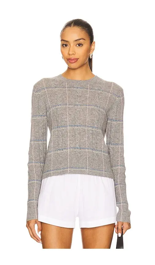 Guest In Residence Shrunken Check Crew Sweater - Grey