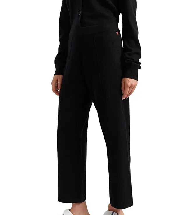 Chinti & Parker Wool Cashmere Cropped Wide Leg Trousers - Black