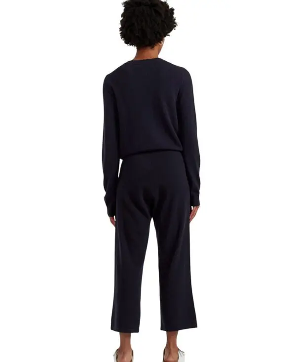 Chinti & Parker Wool Cashmere Cropped Wide Leg Trousers - Navy