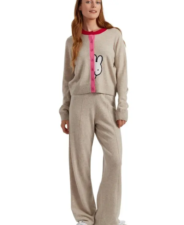 Chinti & Parker Wool Cashmere Miffy Peek Placket Sweater - Soft Oat