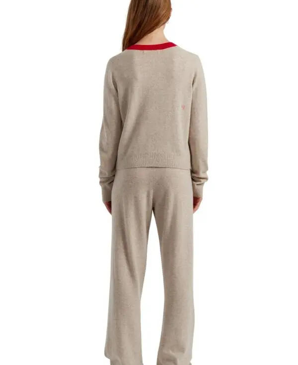 Chinti & Parker Wool Cashmere Miffy Peek Placket Sweater - Soft Oat