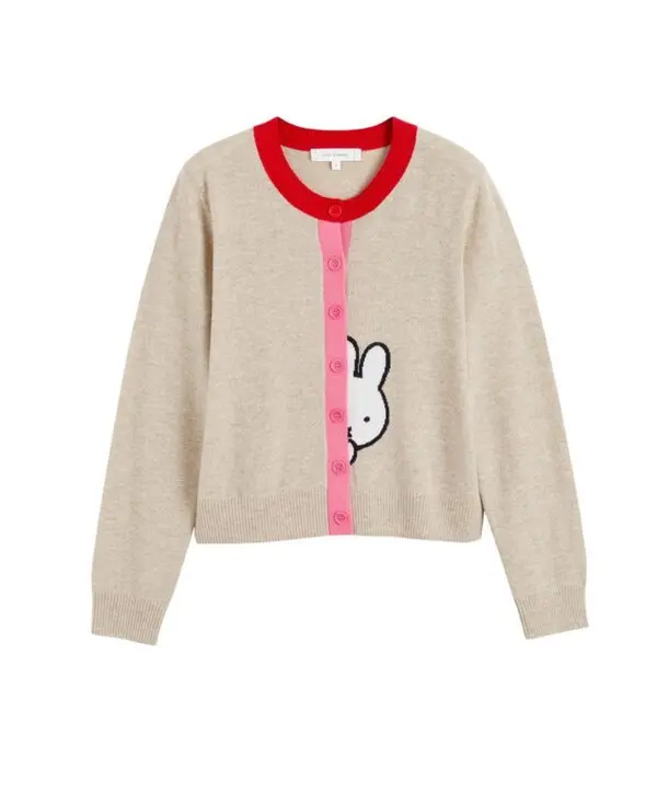 Chinti & Parker Wool Cashmere Miffy Peek Placket Sweater - Soft Oat