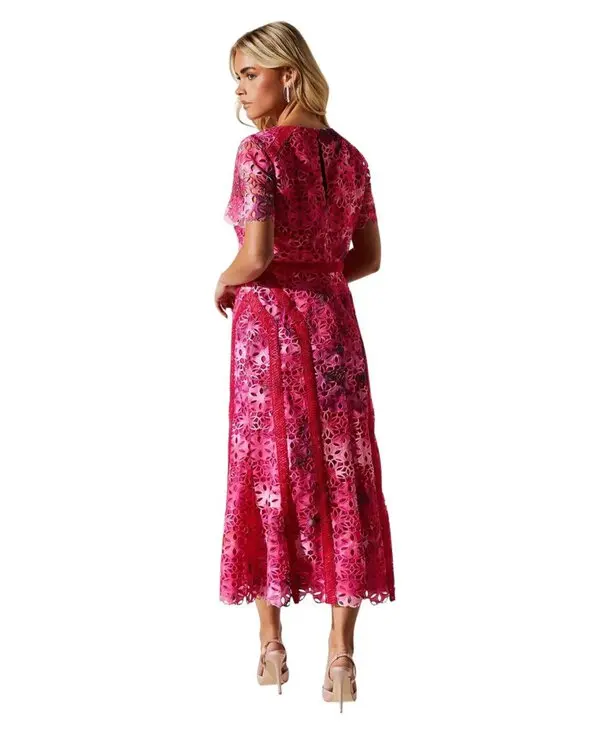 chinese dress ladies Red Boho Lace Maxi Dress – Tulle Hollow Out Embroidered Sundress – Boho  Beach Hut main image 1