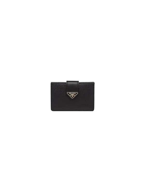 Prada Saffiano And Smooth Leather Card Holder - Black