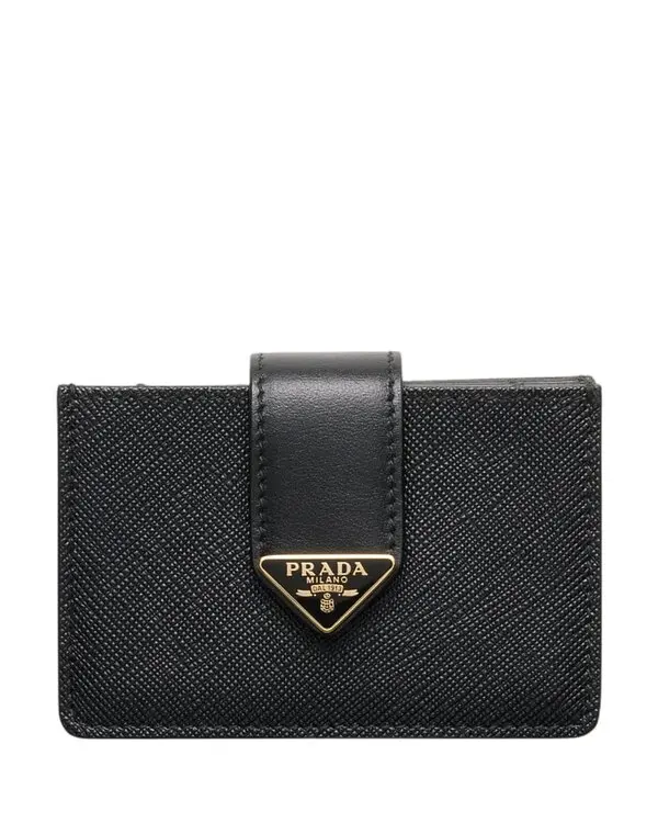 Prada Saffiano And Smooth Leather Card Holder - Black