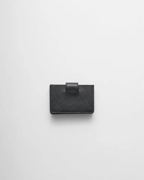 Prada Saffiano And Smooth Leather Card Holder - Black