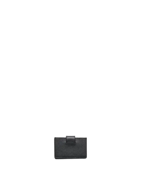 Prada Saffiano And Smooth Leather Card Holder - Black