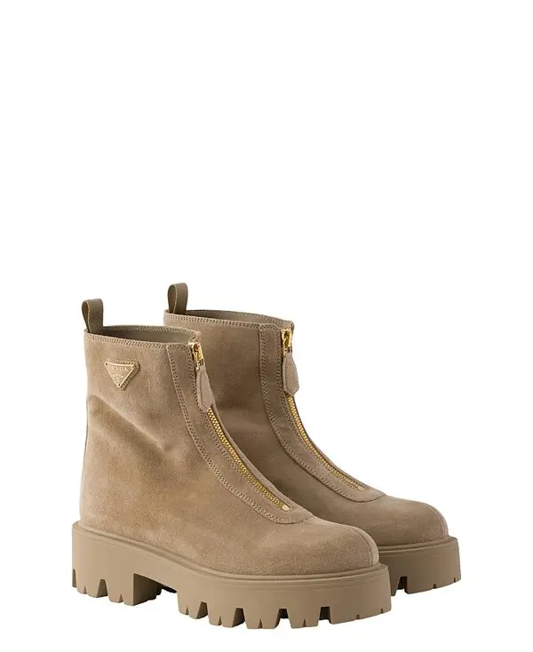 Prada Suede Booties With Zip