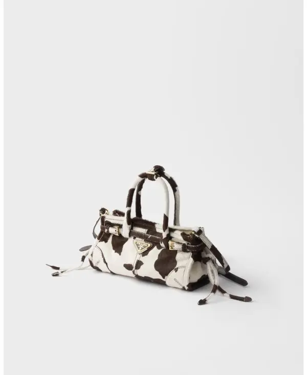 Prada Printed Leather Handbag - White