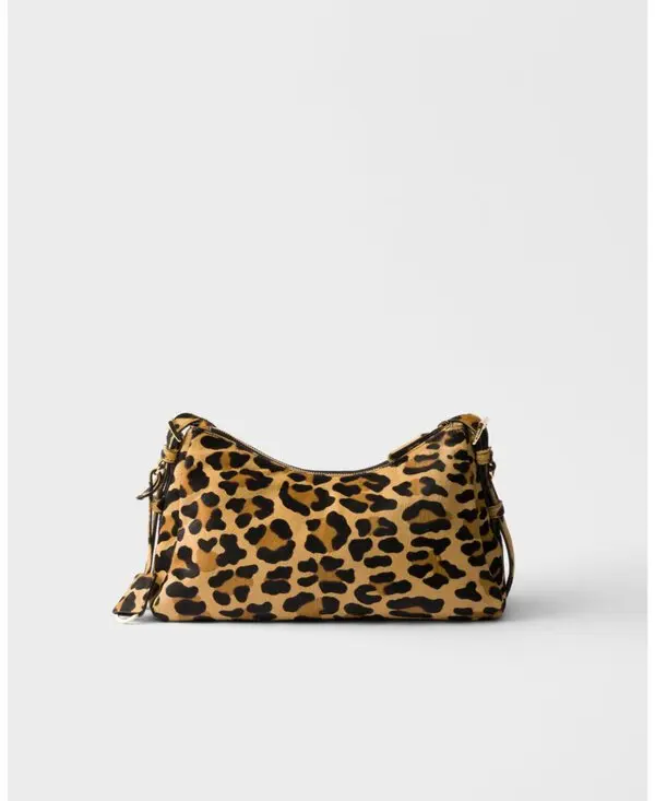 Prada Aimee Medium Printed Leather Shoulder Bag - Neutral