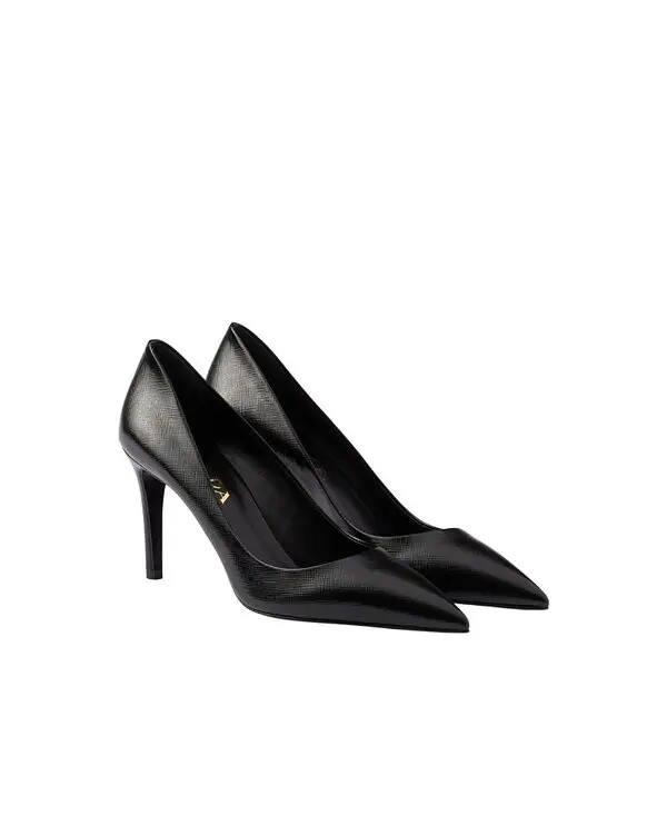 Prada Patent Saffiano Leather Pumps - Black