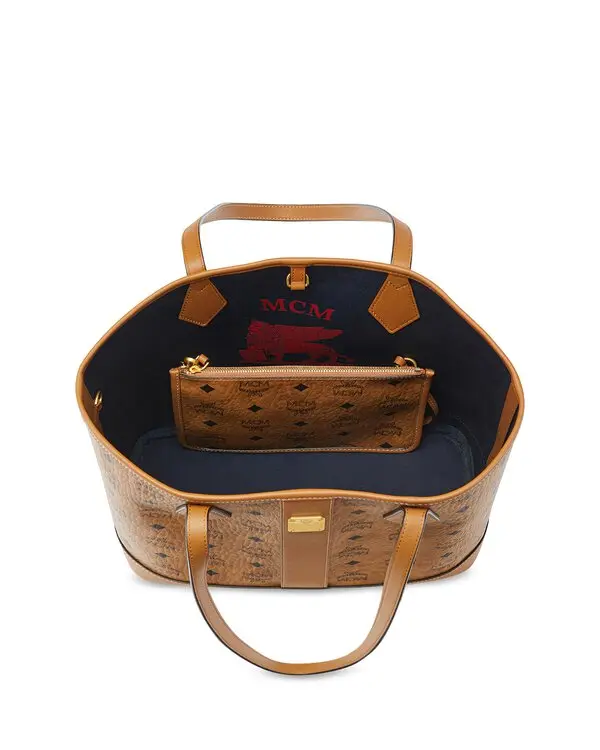 Mcm Liz Small Visetos Shopper Tote - Cognac