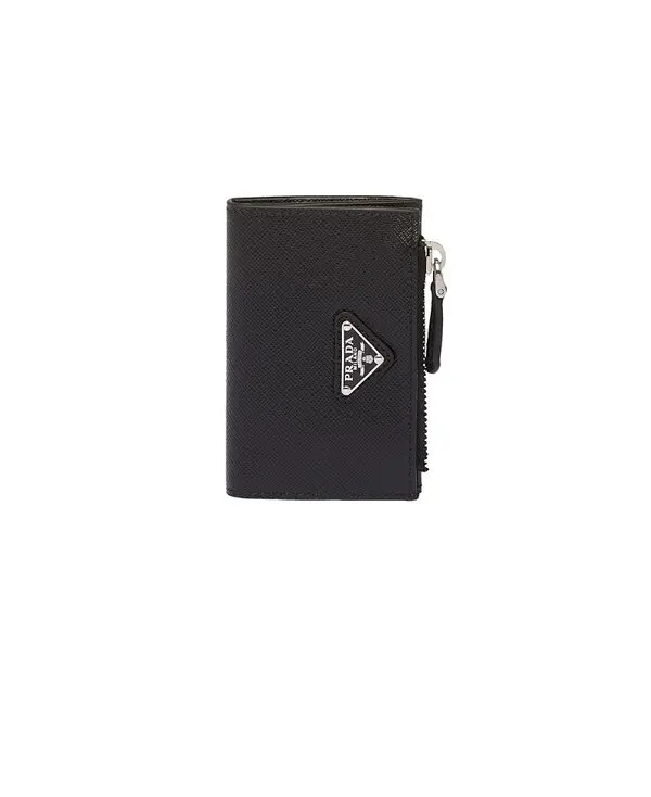 Prada Saffiano Leather Card Holder - Black/silver