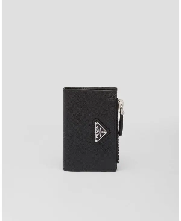 Prada Saffiano Leather Card Holder - Black/silver