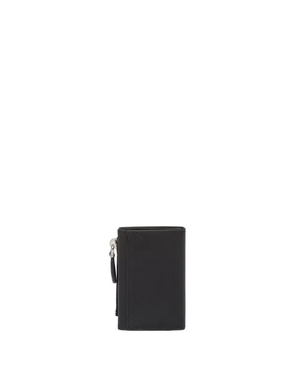 Prada Saffiano Leather Card Holder - Black/silver