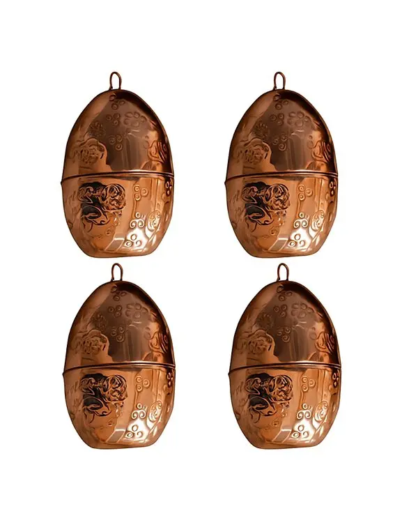 COPPERMILL KITCHEN Cmk Etched Bird & Floral Egg Ornaments, Set Of 4 - Copper