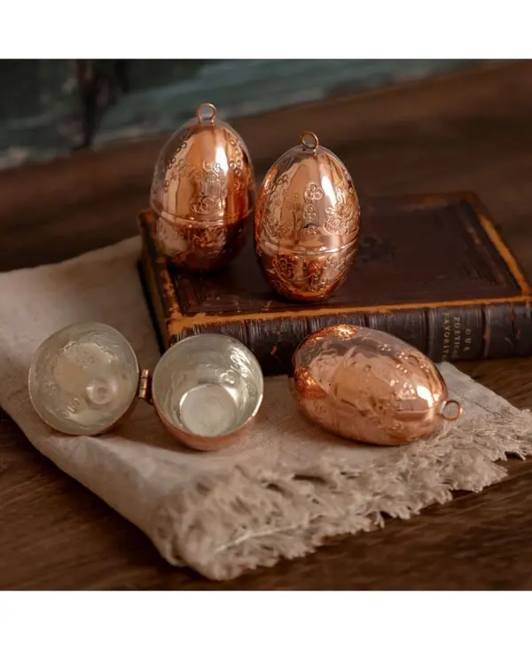 COPPERMILL KITCHEN Cmk Etched Bird & Floral Egg Ornaments, Set Of 4