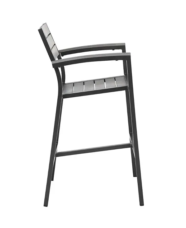 MODWAY Maine Outdoor Patio Bar Stool - Brown Gray