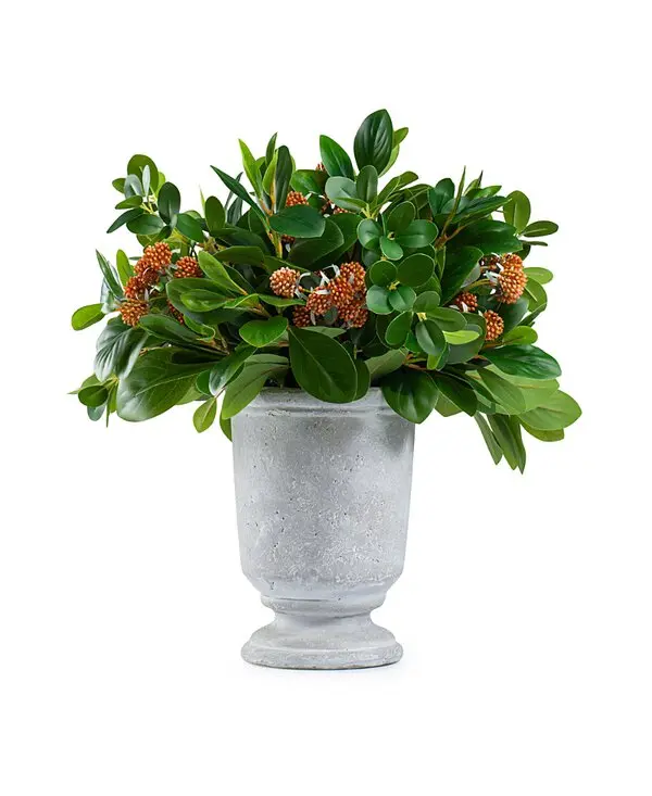 DOMANI HOME Berries With Leaves In Stone Pot - Orange