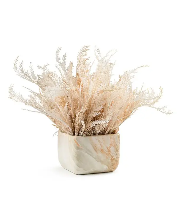 DOMANI HOME Whispy Pampas In Marble Pot - Ivory