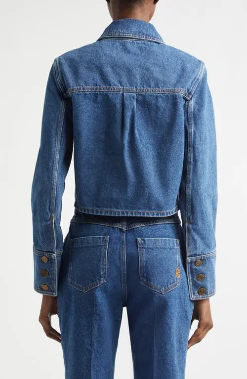 Balmain Crop Denim Trucker Jacket