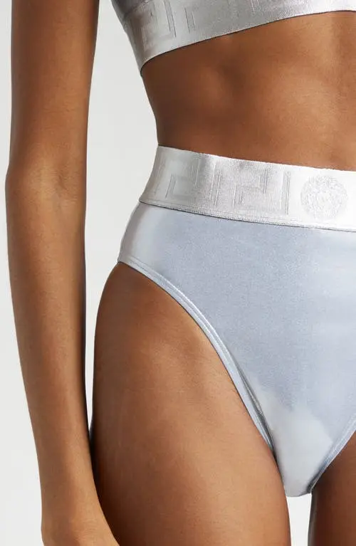 Versace Laminated High-waisted Bikini Bottom