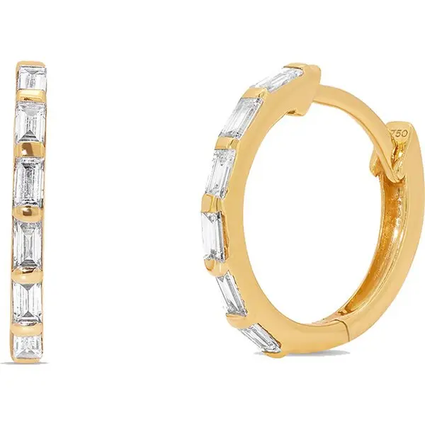 Sara Weinstock Dujour Baguette Diamond Hoop Earrings - Yellow Gold