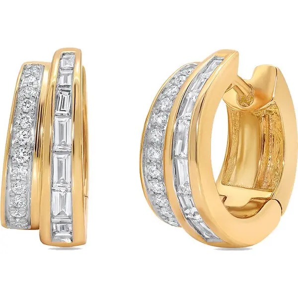 Sara Weinstock Papua 2-row Diamond Hoop Earrings - Yellow Gold