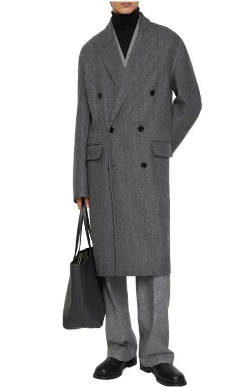 Burberry Herringbone Wool Tailored Coat - Lead Grey Melange